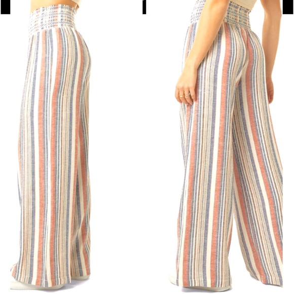 Rewash | Pants & Jumpsuits | Rewash Smocked Boardwalk Pants Linen In ...